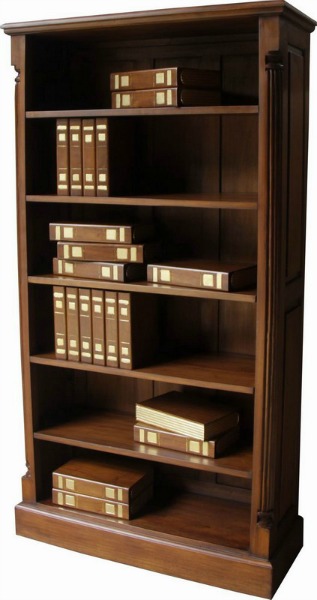 Solid Mahogany Tall Wide Pillar Bookcase BCS028