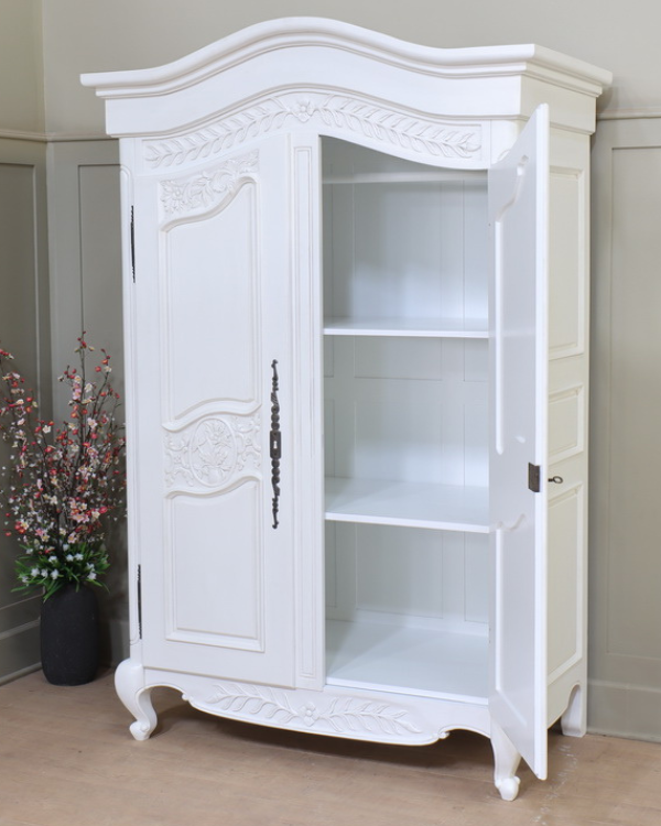 Antique White Arch Topped French Armoire Wardrobe