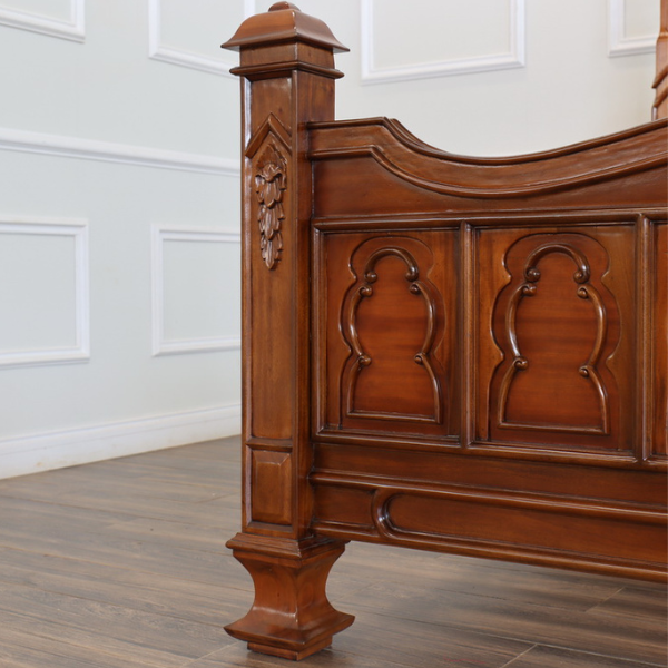 Mahogany Gothic Style Empire Bed Frame