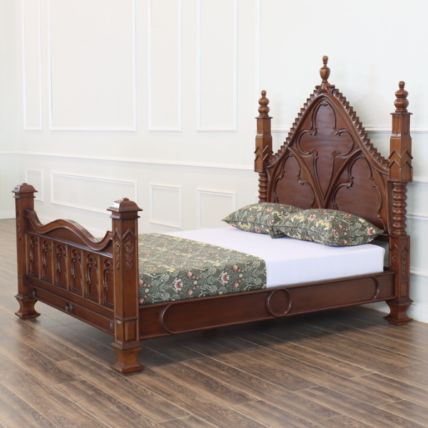 Mahogany Gothic Style Empire Bed Frame