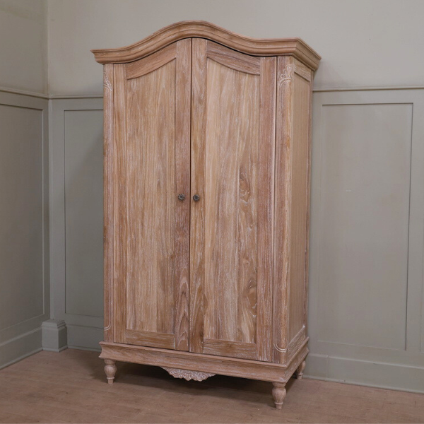 Belle French Weathered Wardrobe with Wooden Doors