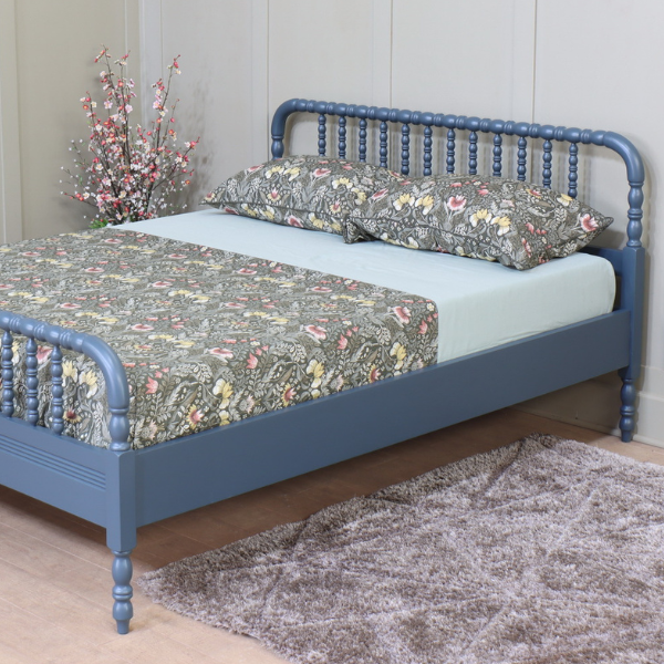 Bobbin Bed Frame in Hague Blue