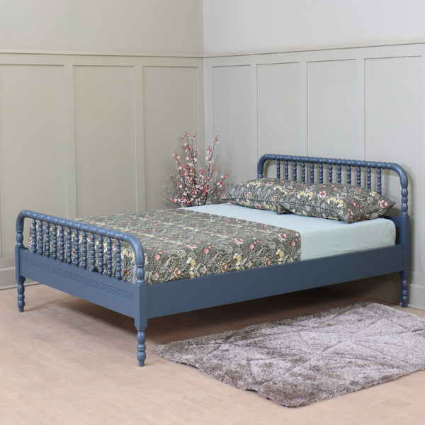 Bobbin Bed Frame in Hague Blue