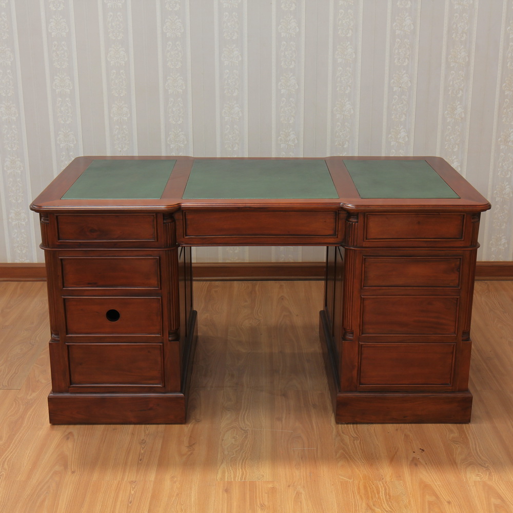 Medium Solid Mahogany Pedestal Desk