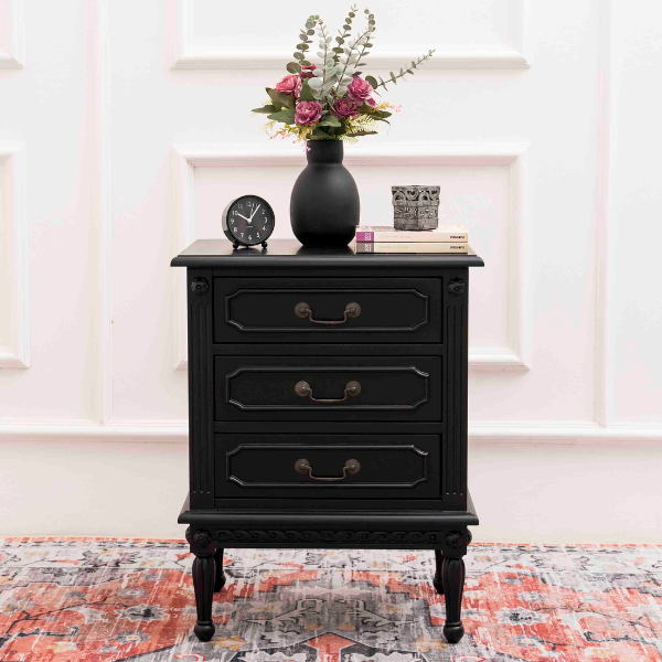 Loire French Bedside Table (Black)