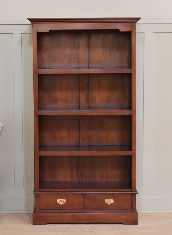 Solid Mahogany Bookcase with 2 Drawers BCS017