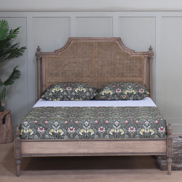 Marseilles Light Oak Rattan Bed Frame - Lock Stock & Barrel