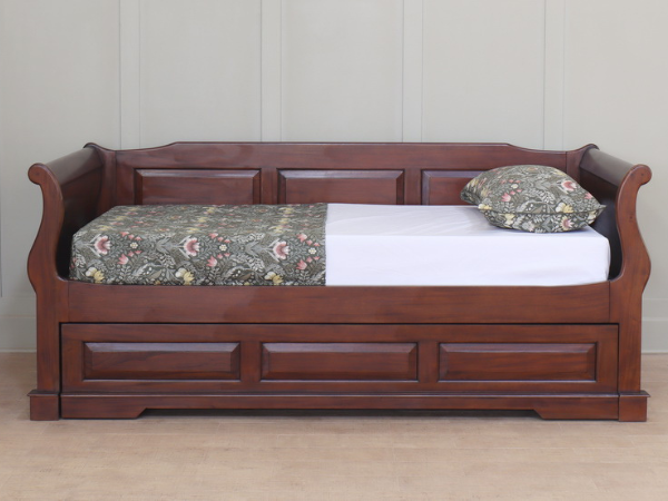 Mahogany French Sleigh Day Bed / Trundle Bed with back panel B050/3